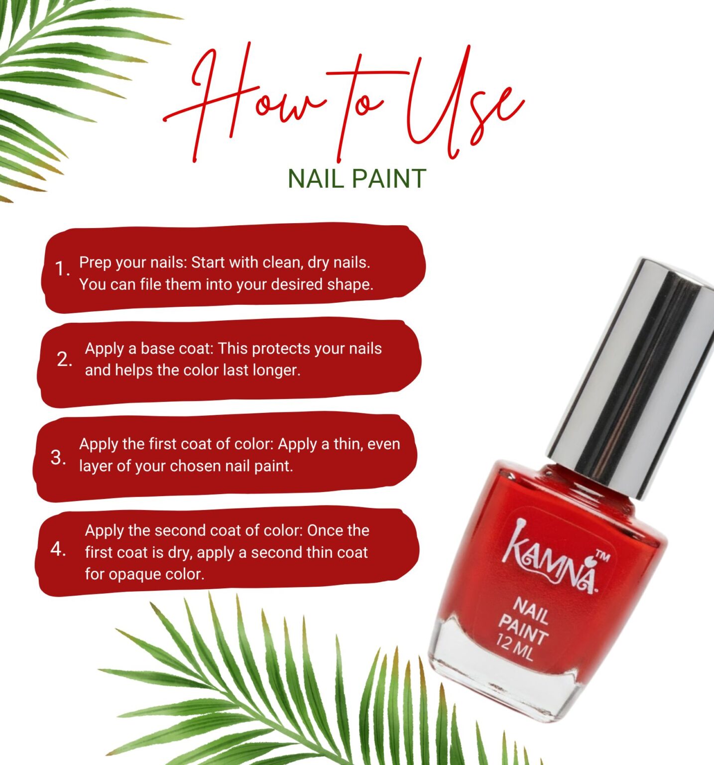 Kamna Cosmetics Deep Red Nail Polish (Pack of 4) – Beauty In Every Shade